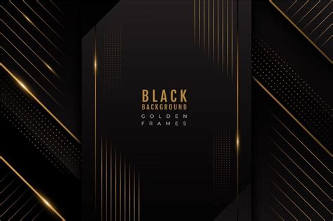 골든 프레임이 있는 그라데이션 검정색 배경 무료 벡터