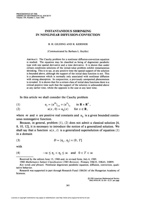 Pdf Instantaneous Shrinking In Nonlinear Diffusion Convection