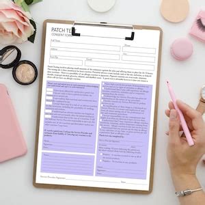 Patch Test Form Brow Tint Patch Test Patch Test Consent Form Tint Patch Test Client Patch
