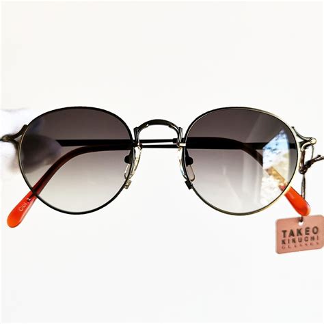 Takeo Kikuchi Vintage Sunglasses Round Steampunk Goth Bronze Brass Aged