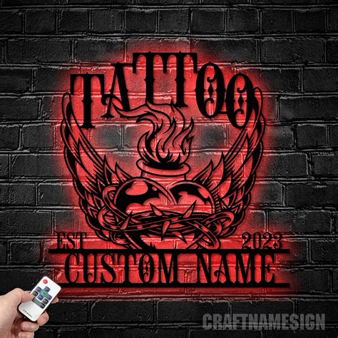Craftnamesign Custom Tattoo Artist Metal Wall Art Led Light