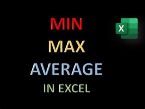 Learn MIN MAX AVERAGE In Excel In Minutes YouTube