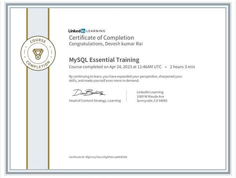 Devesh Kumar Rai On Linkedin Just Finished Mysql Essential Training By