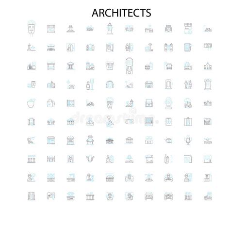 Architects Icons Signs Outline Symbols Concept Linear Illustration
