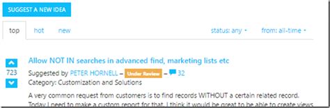 Microsoft Dynamics CRM New Ideas Portal PrenticeWorx