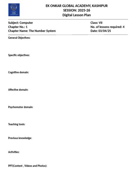 Digital Lesson Plan Computer Class 7 Pdf Digital Lesson Plan Computer Class 7 Pdf