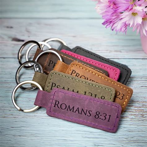 Personalized Leather Keychain Custom Engraved Rectangle Design