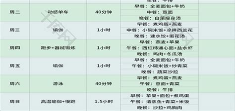 运动减肥瘦身计划表excel模板 免费excel表格模板下载 千库网