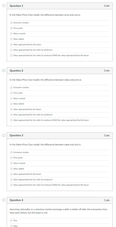 In The Value Price Cost Model The Difference Between Chegg Com