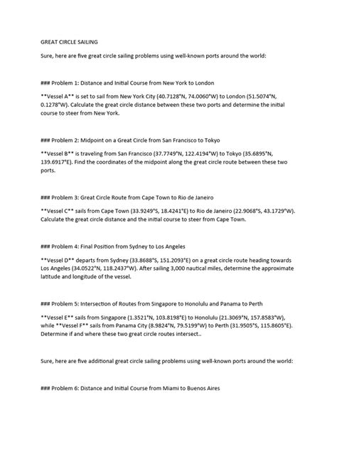 great circle sailing pdf longitude latitude