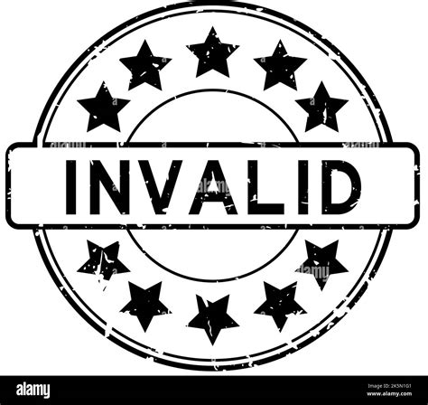 Grunge Black Invalid Word With Star Icon Round Rubber Seal Stamp On White Background Stock