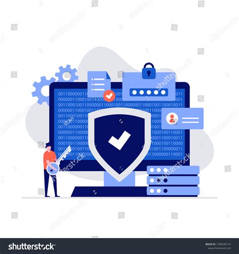 Cyber Security Vector Illustration Concept Characters Stock Vector
