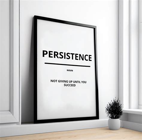 Persistence Definition Canvas Motivational Framed Poster