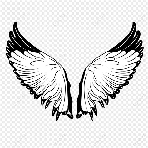 Hand Drawn Black And White Cartoon Line Wings Flying Wings Simple Wings Png Image And Clipart