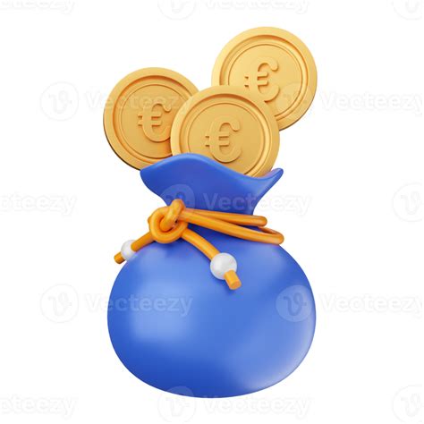 Un Azul Bolso Con Monedas Y Un Euro Firmar 55169617 Png