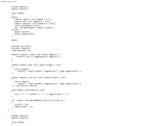 solved create a class called complex for performing