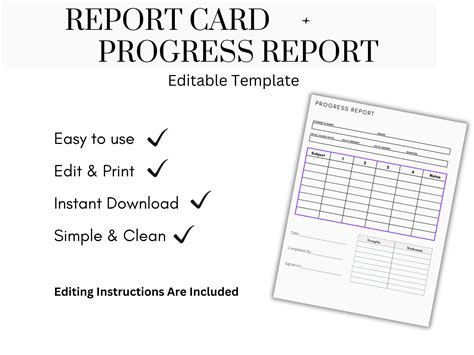 Customizable Report Card And Progress Report Template Transcript Template Fillable Report Card