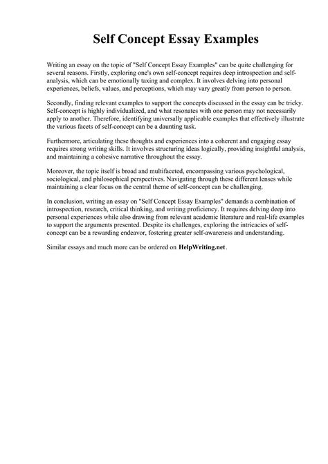 Self Concept Essay Examplespdf