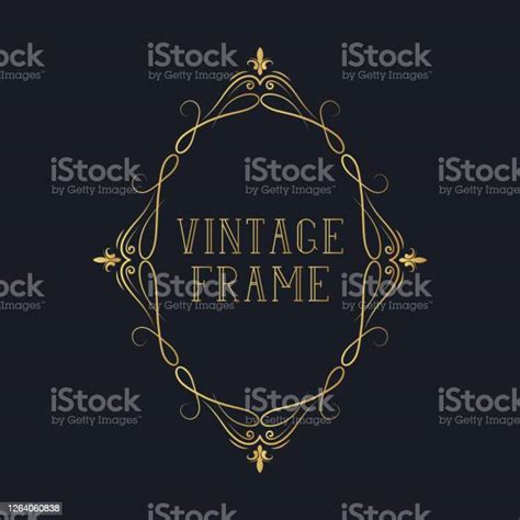 소용돌이와 두루마리가 있는 황금 빈티지 핸드 그린 타원형 로얄 프레임 비네트 화려한 클래식 골드 웨딩 테두리 벡터 격리 된 서예 초대 카드입니다 결혼식에 대한 스톡 벡터