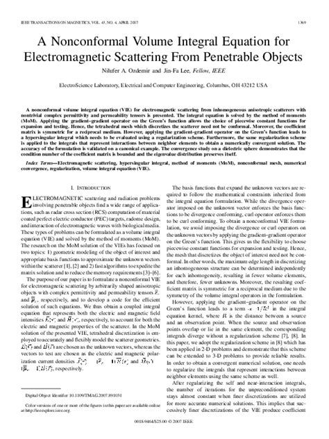 Pdf A Nonconformal Volume Integral Equation For Electromagnetic