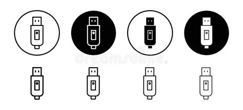 Inclined Pendrive Vector Icon Set Collection Inclined Pendrive Outline Flat Icon Stock