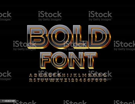 벡터 3d 굵은 글꼴입니다 세련 된 블랙과 골드 알파벳 3차원 형태에 대한 스톡 벡터 아트 및 기타 이미지 3차원 형태 벡터 알파벳 Istock