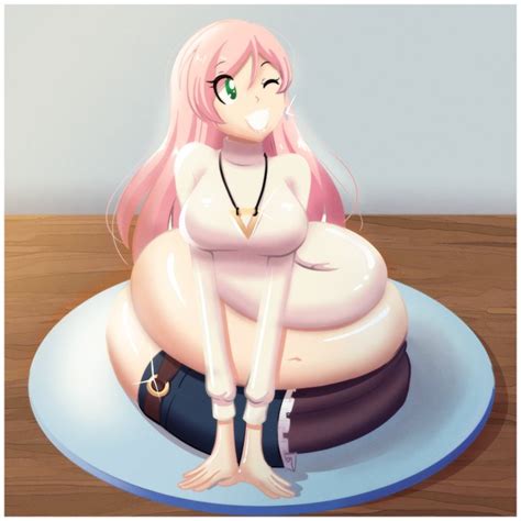 rule 34 elastic figurine green eyes one eye closed pantsudesu pink