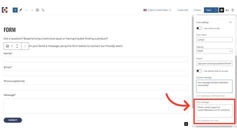 update form success and error messages