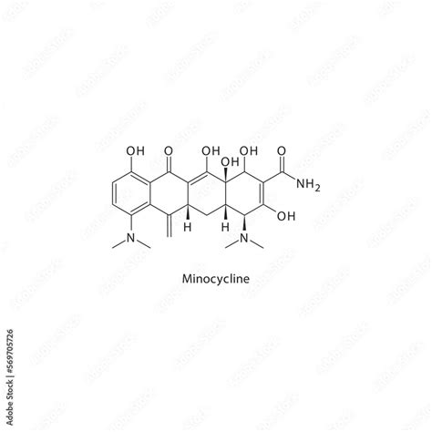 Minocycline Flat Skeletal Molecular Structure Tetracycline Antibiotic