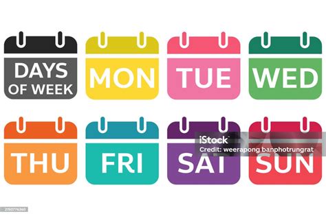 Days Of Week In The Weekly Calendar Date And Time Calendar For Planning