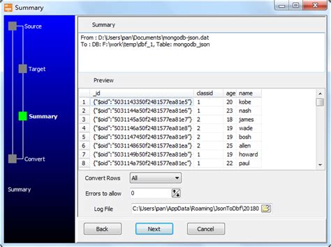 Import Data Into Dbase From Mongodb Exported Json