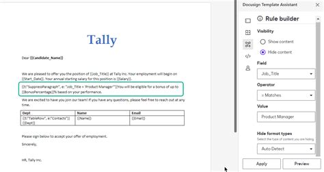 add a rule to hide conditional content
