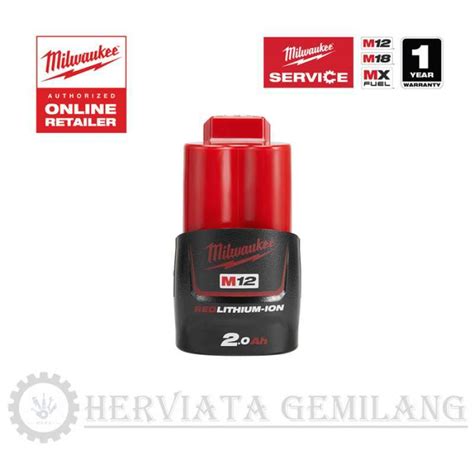 Promo Milwaukee M12 B2 Redlithium Battery 2 0 Ah 12v Lithium Ion Diskon 23 Di Seller Ororo