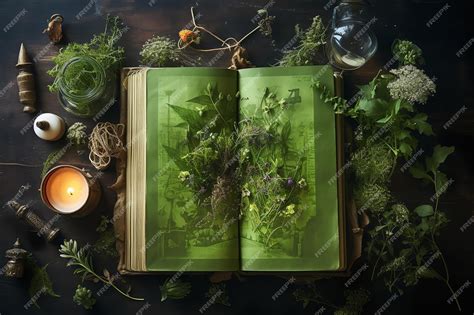 Premium Photo Spellbook Green Magical Fairytale World Background Backdrop