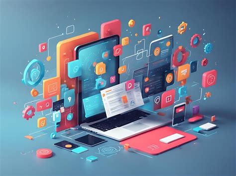 3d Web Development And Application Design Process Uiux And Web Design Concept Abstract Icons