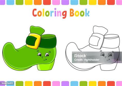 아이들을위한 색칠 공부책 성 패트릭의 날 만화 캐릭터 벡터 그림입니다 어린이를위한 판타지 페이지 블랙 윤곽 실루엣 흰색 배경에 격리 St Patricks Day에 대한