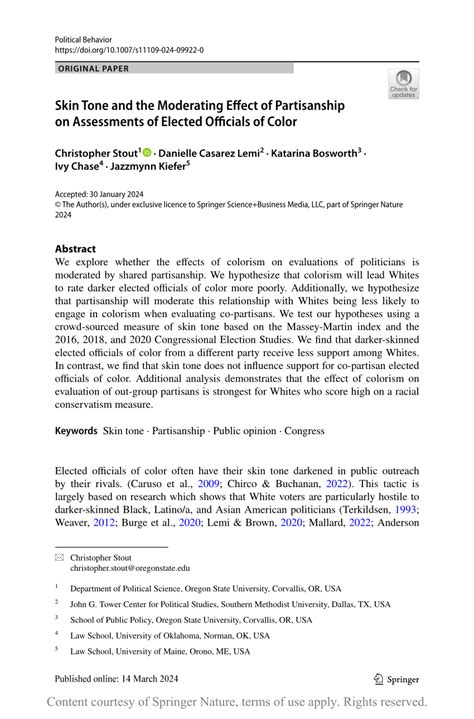 Skin Tone And The Moderating Effect Of Partisanship On Assessments Of
