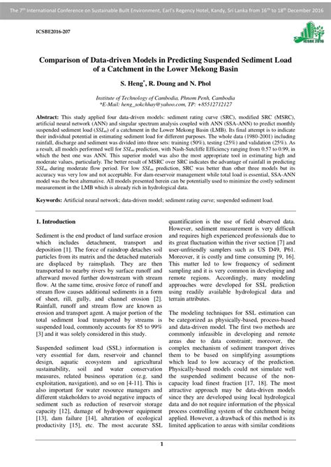 Pdf Comparison Of Data Driven Models In Predicting Suspended Sediment