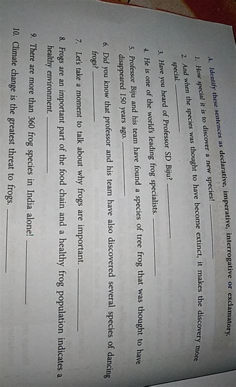 Identify These Sentences As Declarative Imperative Interrogative Or Exc