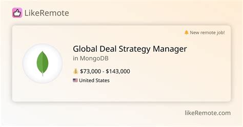 📩 Global Deal Strategy Manager At 🏢 Mongodb Salary 💰73000