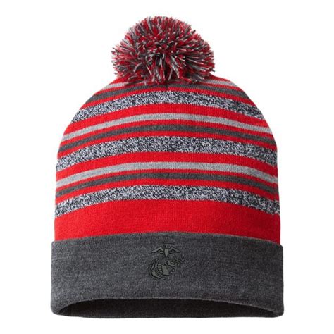 Pom Eagle Globe And Anchor Cuffed Beanie