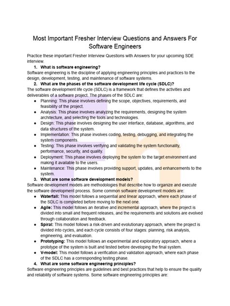 Fresher Interview Questions And Answers For Software Engineers Pdf Fresher Interview Questions And Answers For Software Engineers Pdf