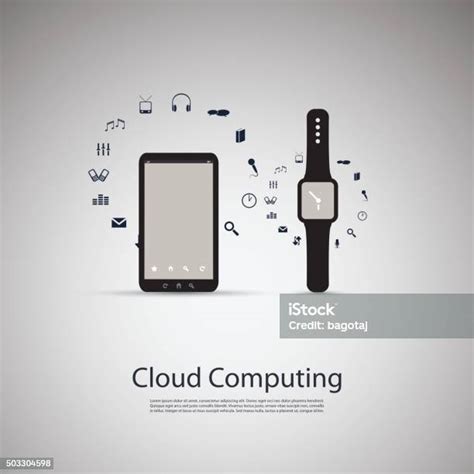 Cloud Computing Concept Design With Mobile Devices Stock Illustration