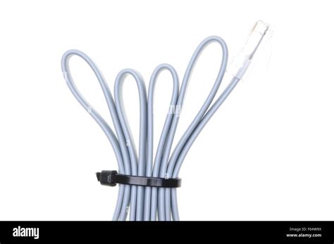 Patch Cord With RJ45 Plugs And Cable Ties Isolated Over White Background Stock Photo Alamy