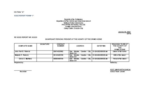 Csi Form 4 Soco Report Forms 1 Pdf