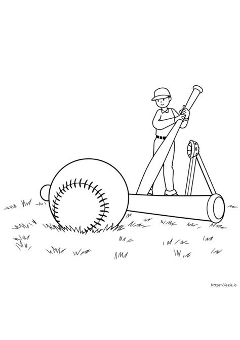 Baseball And Bat Coloring Page
