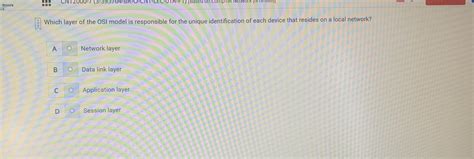 solved which layer of the osi model is responsible for the