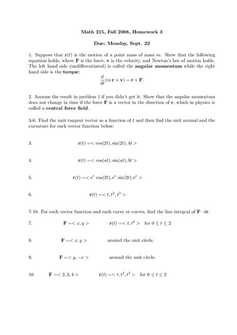 Solutions For Assignment 1 Analytic Geometry And Calculus Iii Math