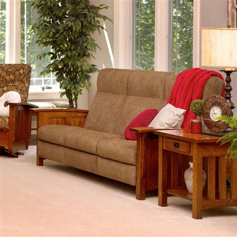 Amish Craftsman Paneled Mission Recliner Sofa Snydersfurniture