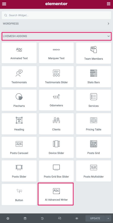 Ai Advanced Writer Livemesh Addons For Elementor